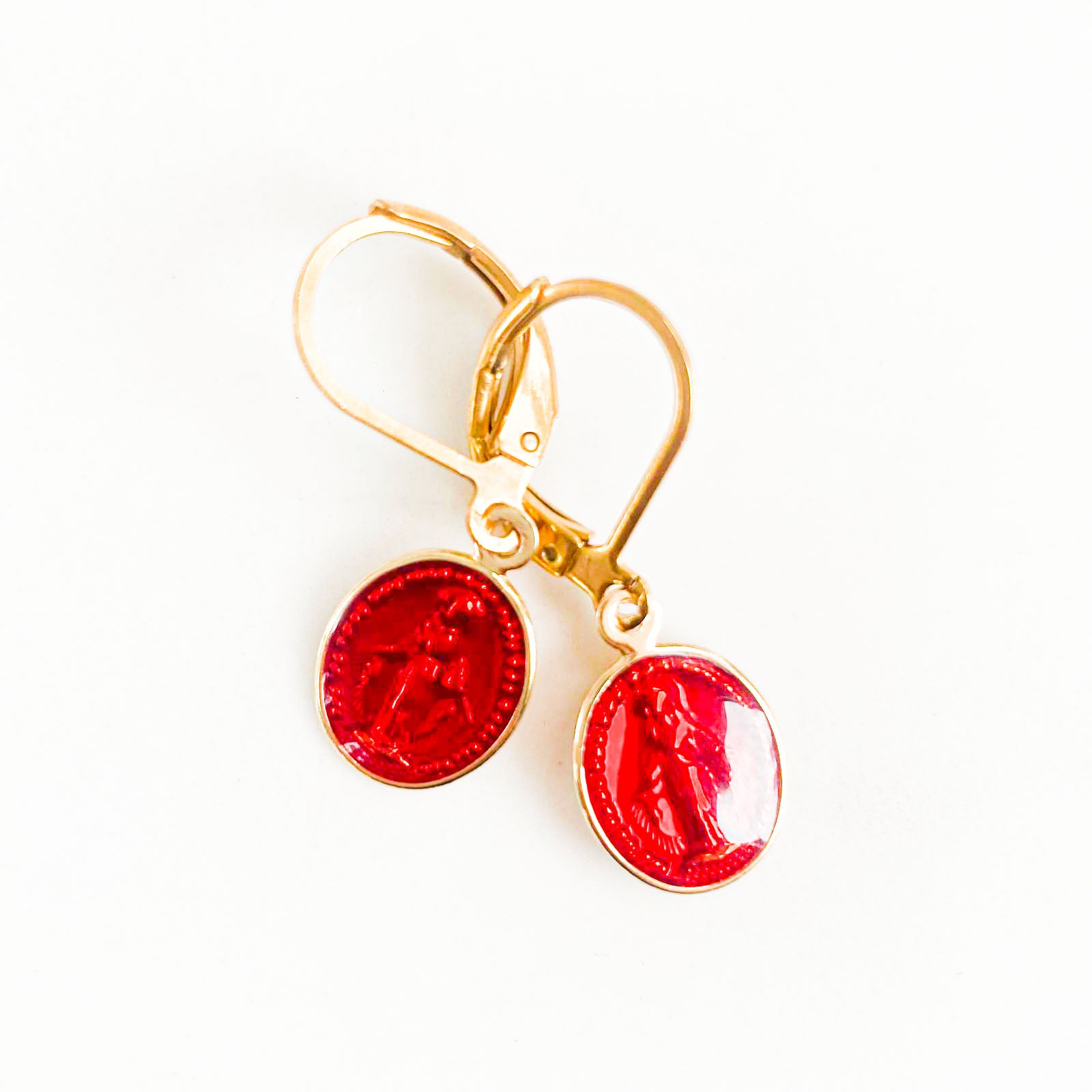Boucles Mary Rouge – Litchi Bijoux